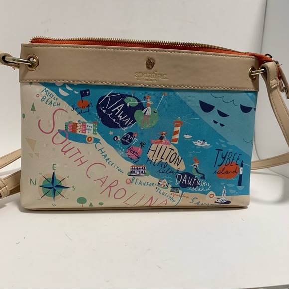 Spartina 449 | Bags | Spartina 449 Colorful Map Crossbody Bag Coastal ...